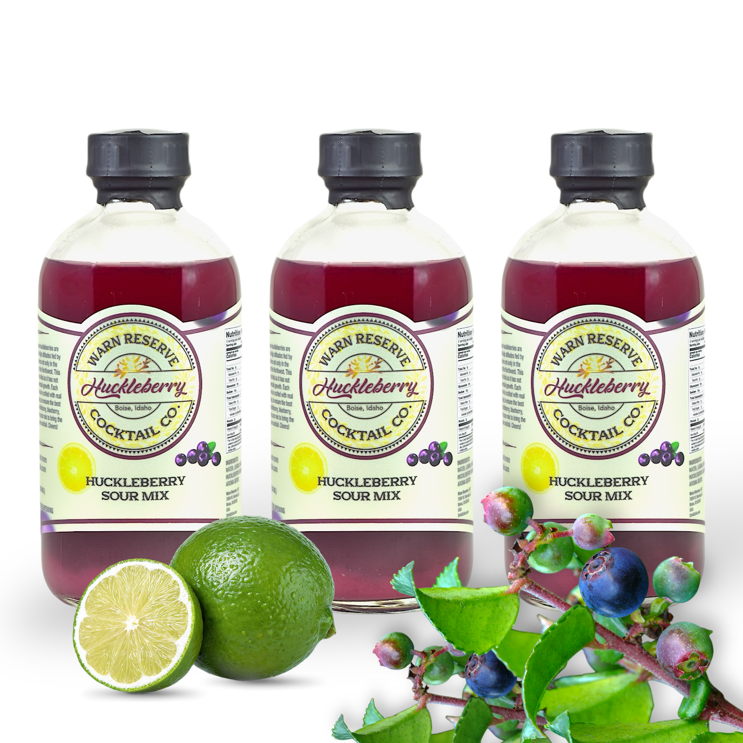 3-Pack | Huckleberry Sour Mix (8 fl. oz.) | Warn Reserve Cocktail Co ...