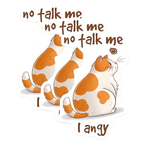(3 Pack) I Angy Cat Decals - Angry Cat Meme - No Talk Me Decals - 3 ...