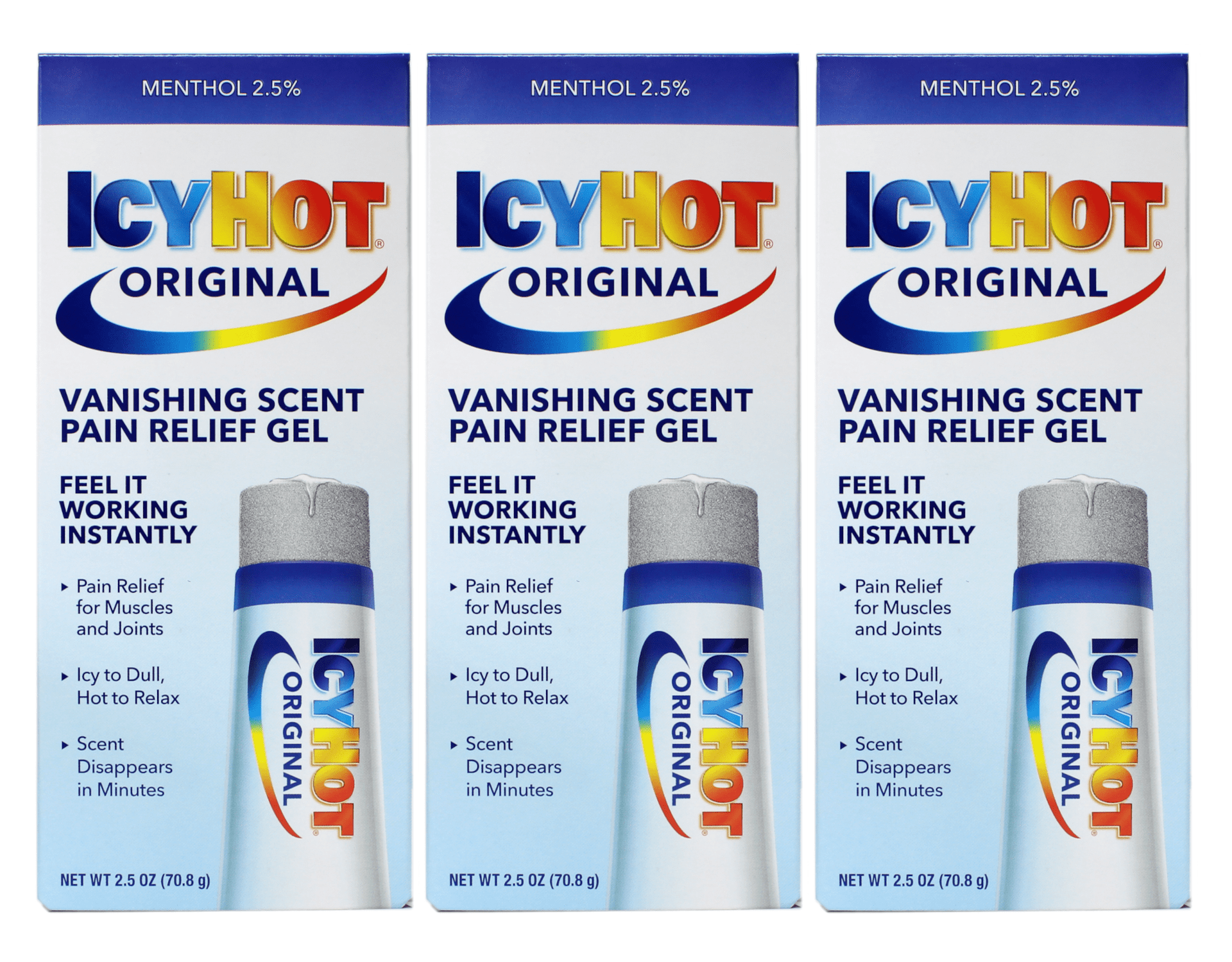 ICY HOT Arthritis Menthol Pain Reliever - 3 Pack Vanishing Scent Gel, 2 ...