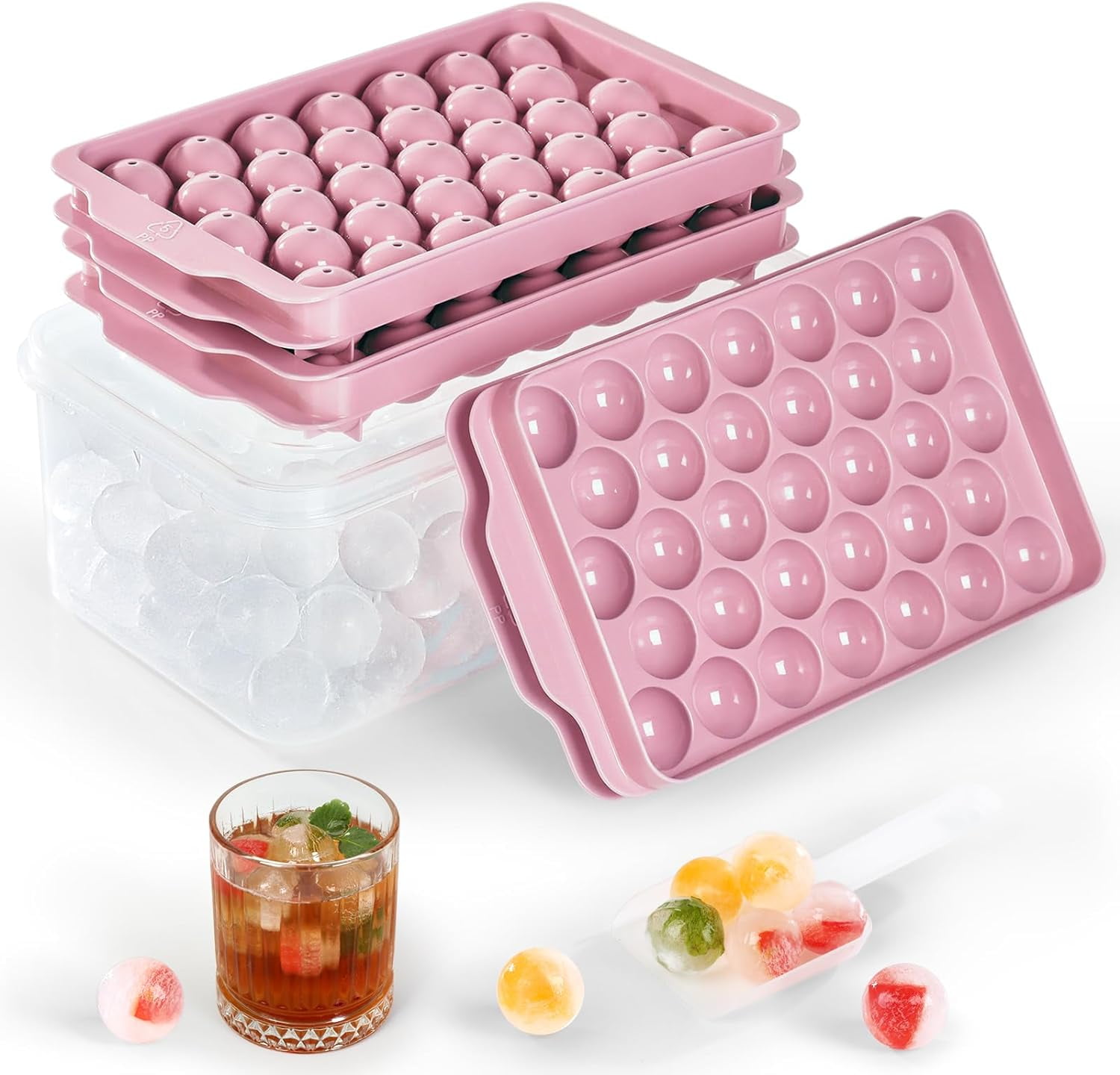 3 Pack Ice Trays for Freezer, 99PCS Ice Cube Tray with Lid and Bin ...