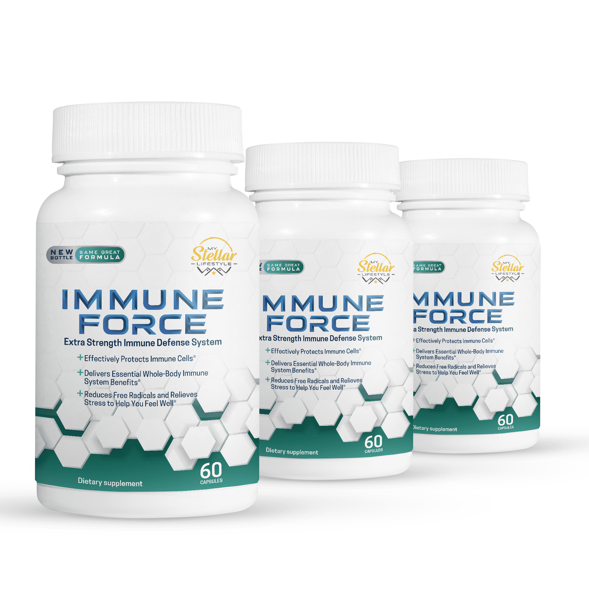 3 Pack Immune Force, extra strength immune defense system-60 Capsules ...