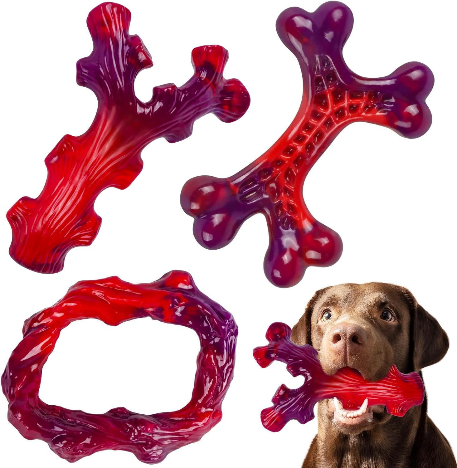 3 Pack Indestructible Dog Chew Bones for Aggressive Chewers - Heavy ...