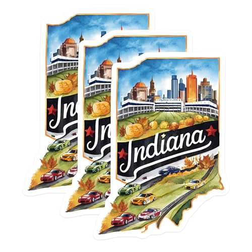 (3 Pack) Indiana Racing Decals - State Pride - Motorsports Decals- 3 ...