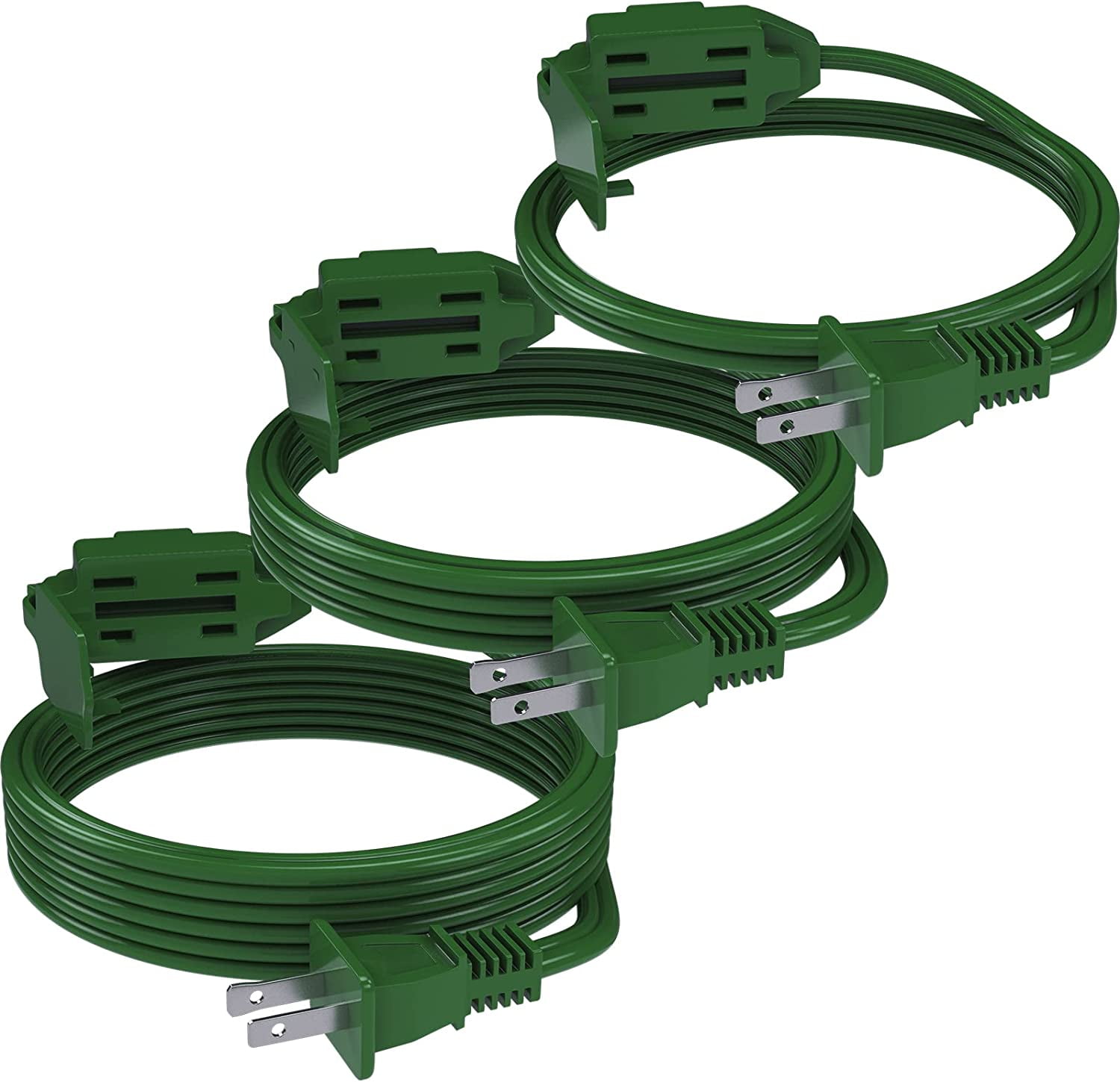 3-Pack Indoor Extension Cord (6/9/12FT), 2 Prong Green Extension Cord ...