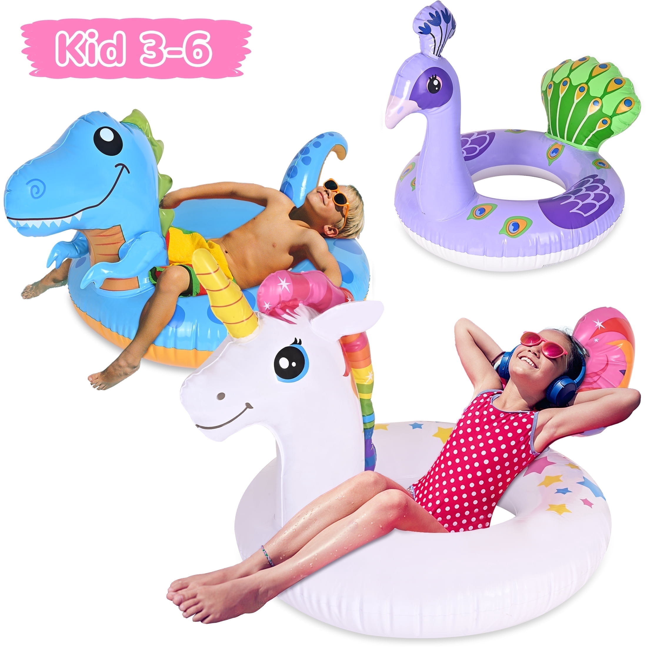"TRANSLINK 3 Packs Unicorn Pool Floats, Inflatable PVC Loungers for ...