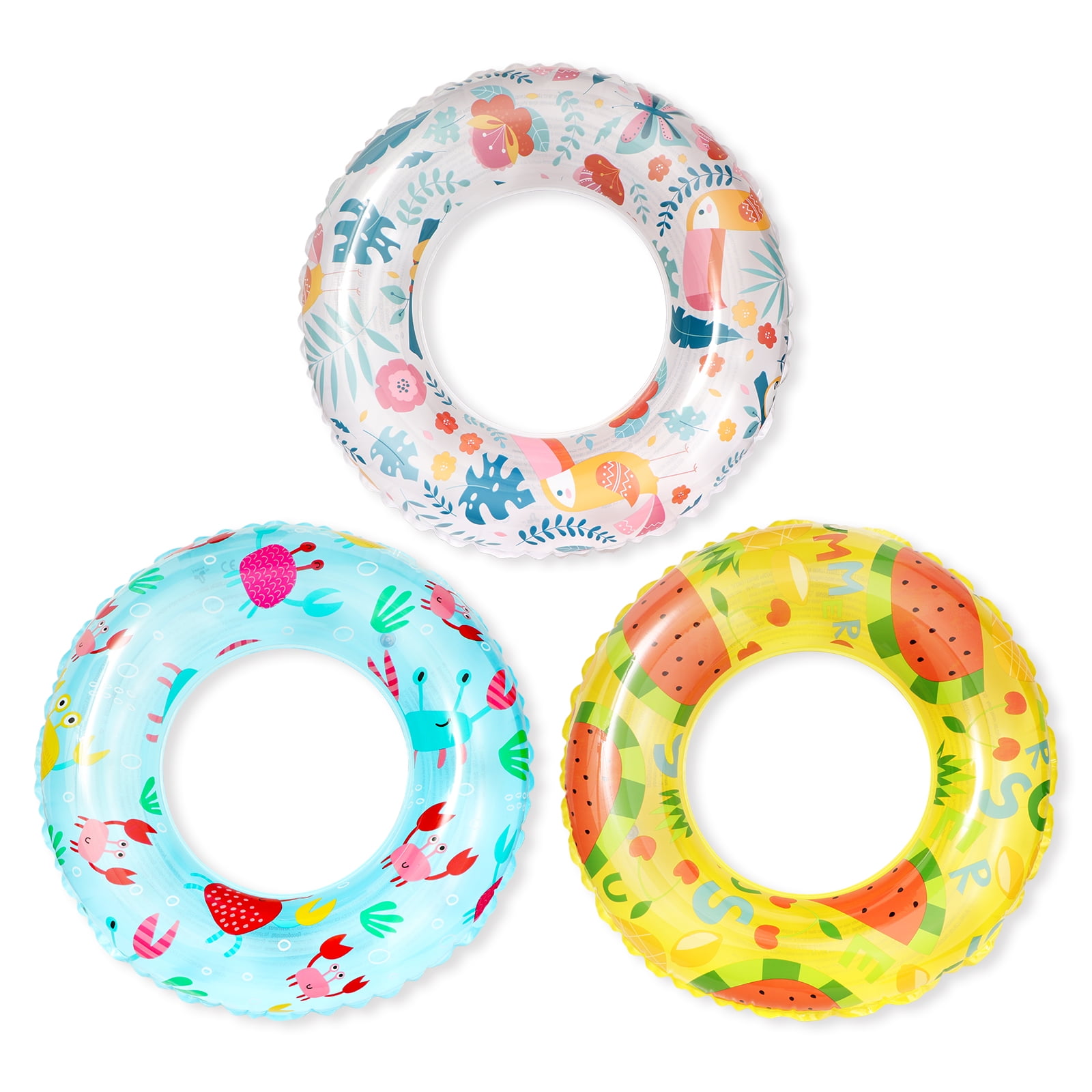 3-Pack Kids Inflatable Pool Swim Play Float Rings, 21-inch Eco-Friendly ...