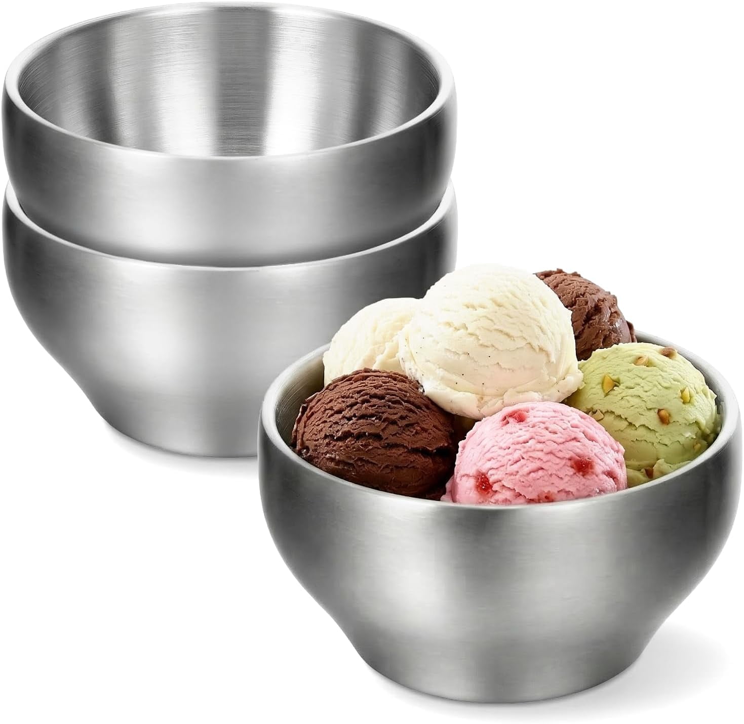 3 Pack Insulated Bowl for Ice Cream 15oz Double Wall Insulated Bowls ...