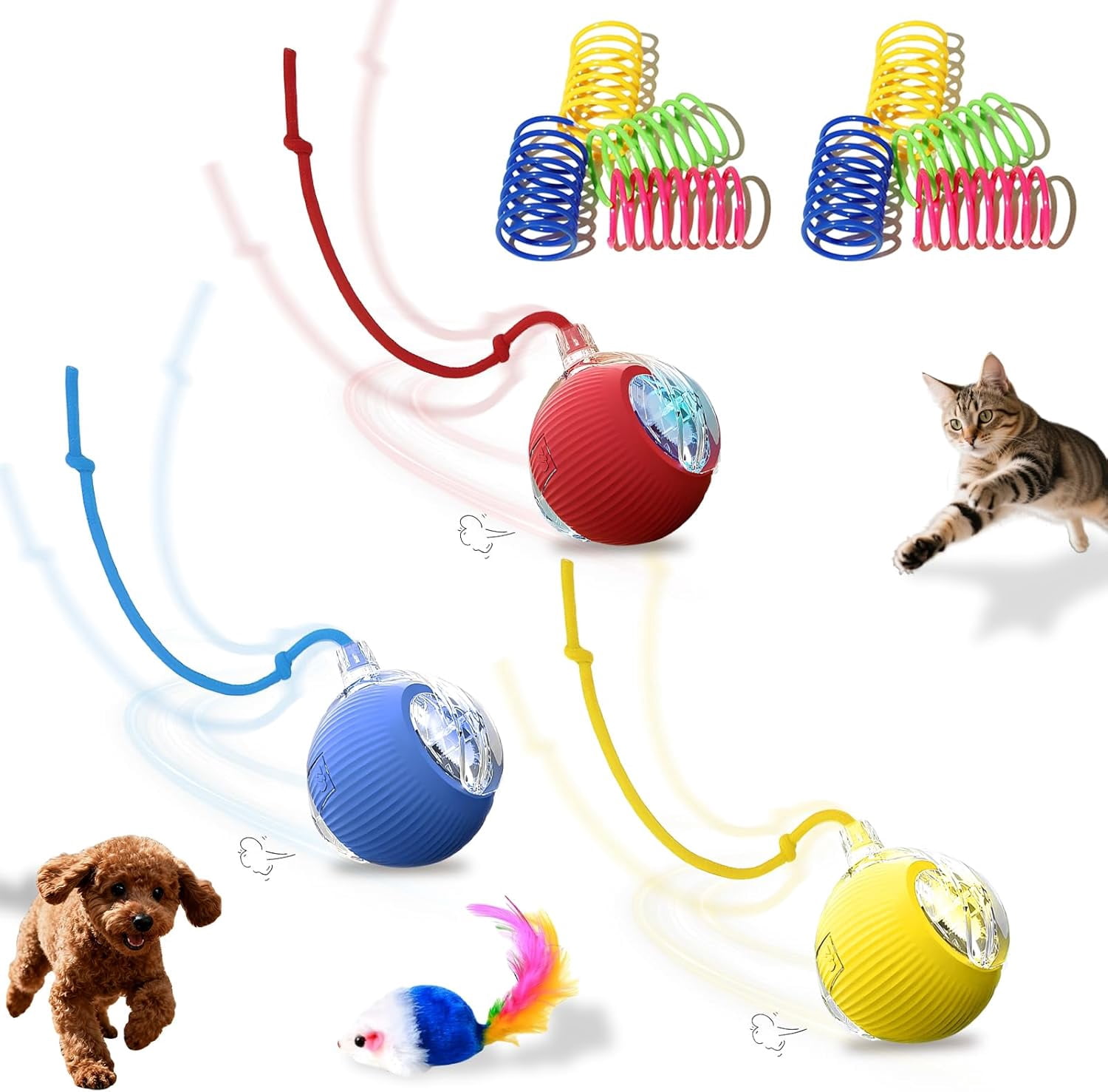 3-Pack Interactive Toys Ball for Indoor Cats&,Automatic 360? Auto ...