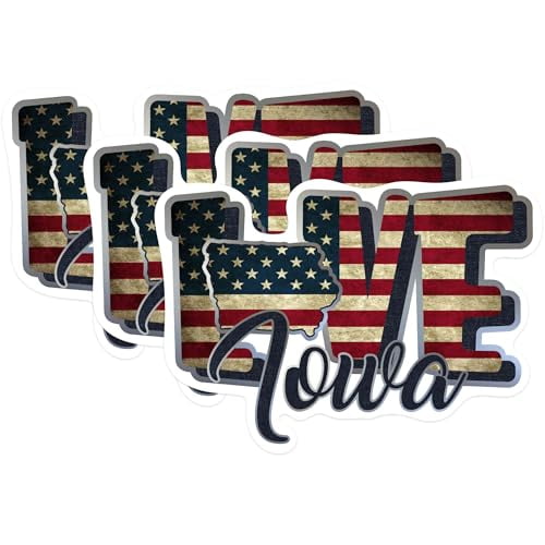 (3 Pack) Iowa Love Decals - USA Flag - State Pride Laptop Decals - 3 ...