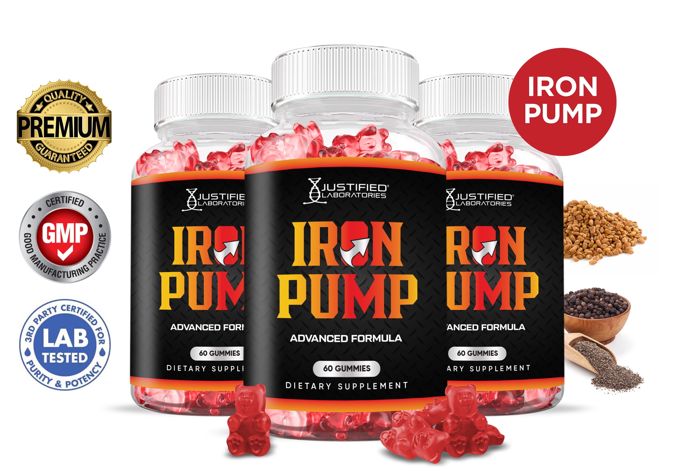 (3 Pack) Iron Pump Male Enhancement Gummies 310MG 180 Gummys - Walmart.com