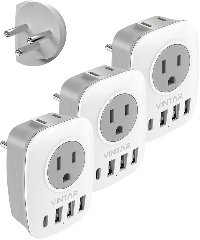 [3-Pack] Israel Power Adapter, VINTAR Israel Plug Adapter with 1 USB C ...