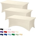 3 Pack Ivory Rectangular 6Ft Stretch Spandex Fitted Table Covers for ...