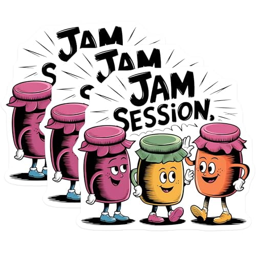 (3 Pack) Jam Session Decals - Funny Food Stickers - Cartoon Jam Jar ...