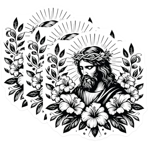 (3 Pack) Jesus Christ Decals - Floral Crown Decal - Religious Laptop ...