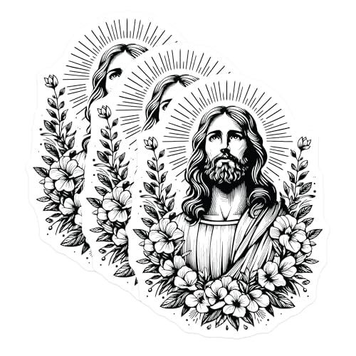 (3 Pack) Jesus Christ Decals - Floral Jesus Art - Religious Decal for ...