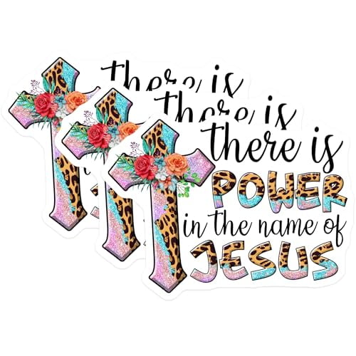 (3 Pack) Jesus Power Decals - Floral Cross Decal - Religious Laptop ...