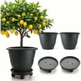 3-Pack Jumbo 15.7 Inch Planters with Rolling Saucers Drainage Large ...