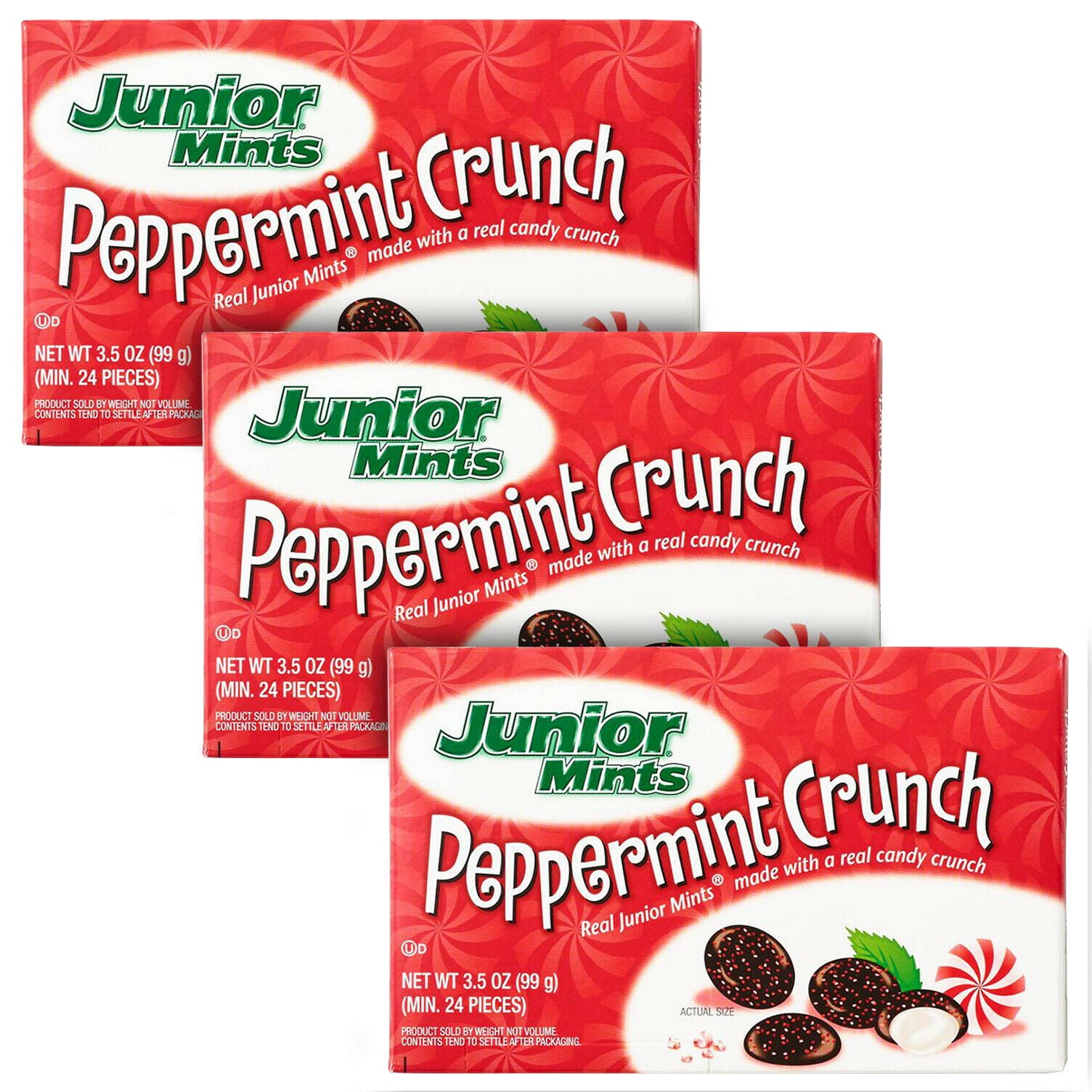 Junior Mints, 3 Pack Peppermint Crunch, Soft Candy, Christmas Edition ...