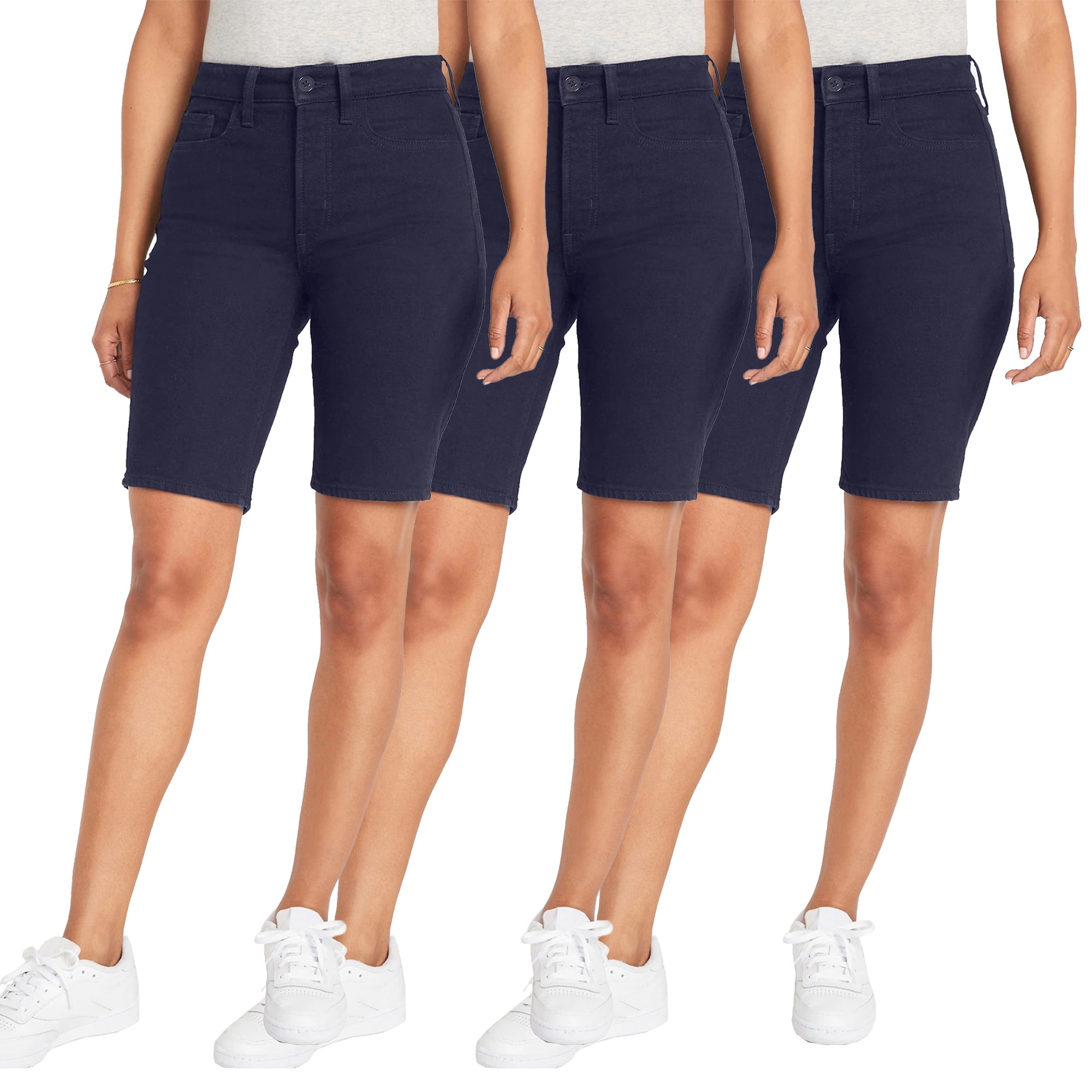 3-Pack Women's School Uniform Super Stretch Bermuda Shorts - Walmart.com