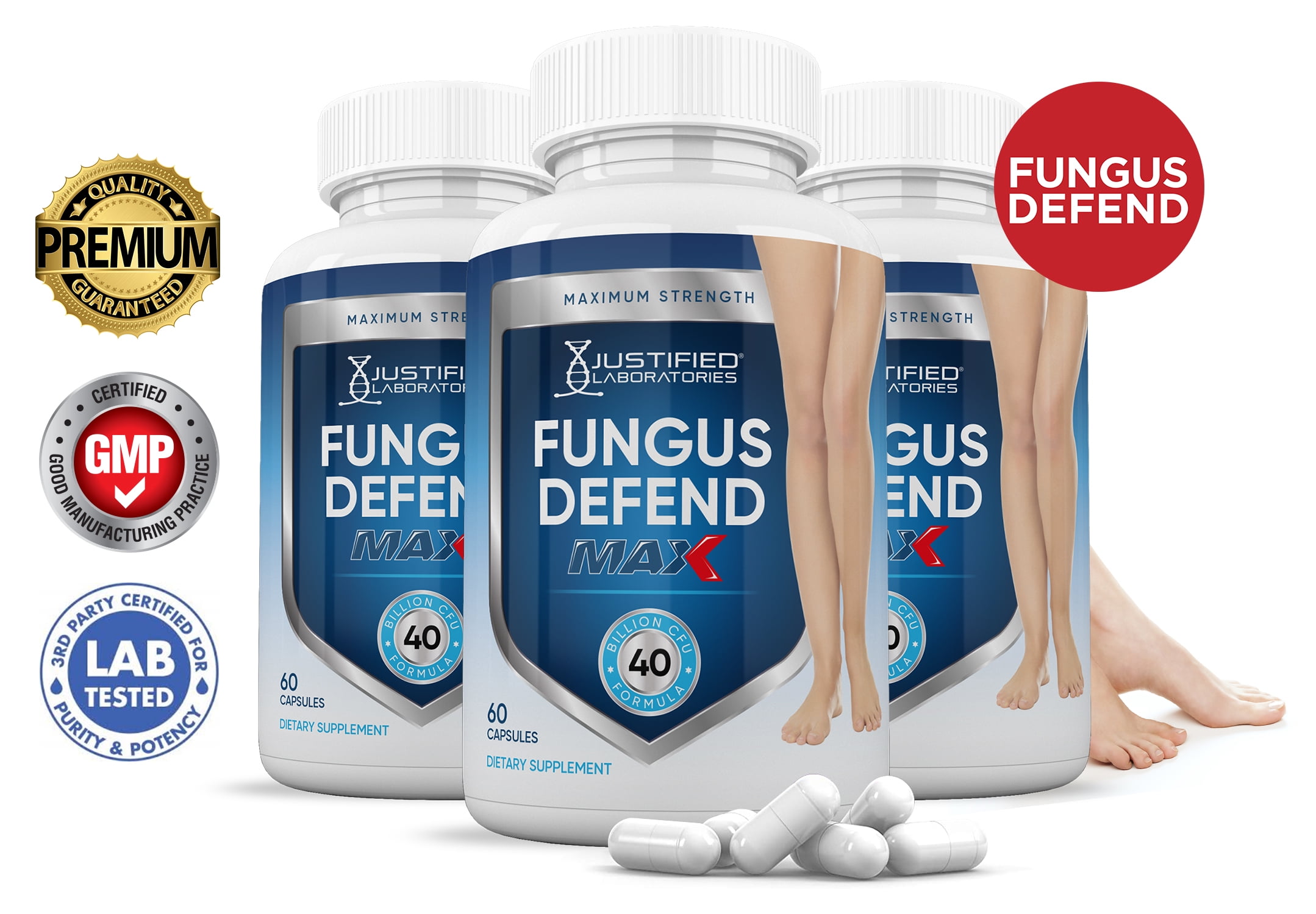 (3 Pack) Justified Laboratories Fungus Defend Max Probiotic 40 Billion ...