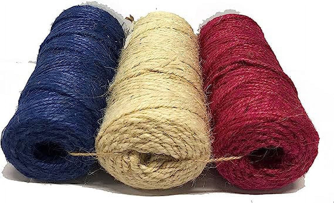 3 Pack - Jute Twine Rolls, Total 600 Ft 3- Ply 200 ft Each, Red Ivory ...