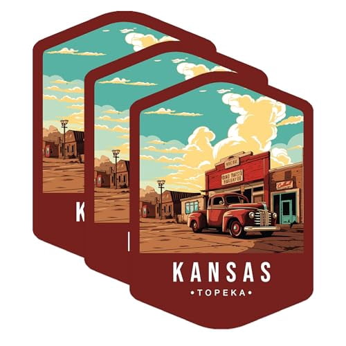 (3 Pack) Kansas Topeka Decals - Vintage Truck Art - Cityscape Travel ...