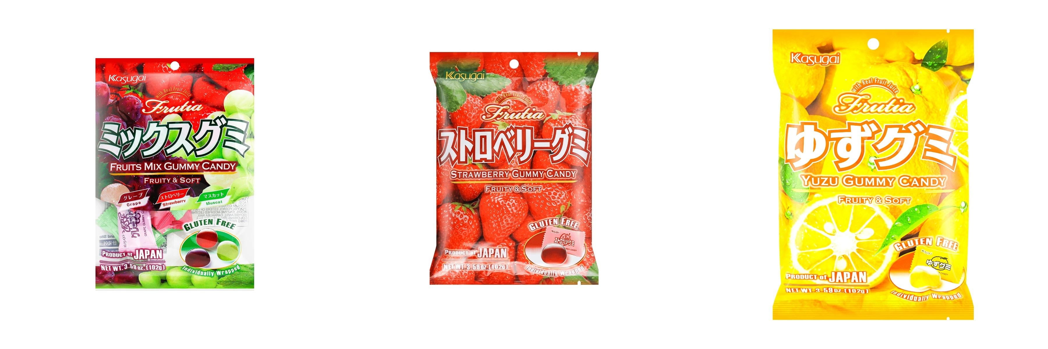3 Pack Kasugai Gummy Candies, Made in Japan, Gluten Free, Mix 3 Flavor (Fruits Mix,Strawberry ...