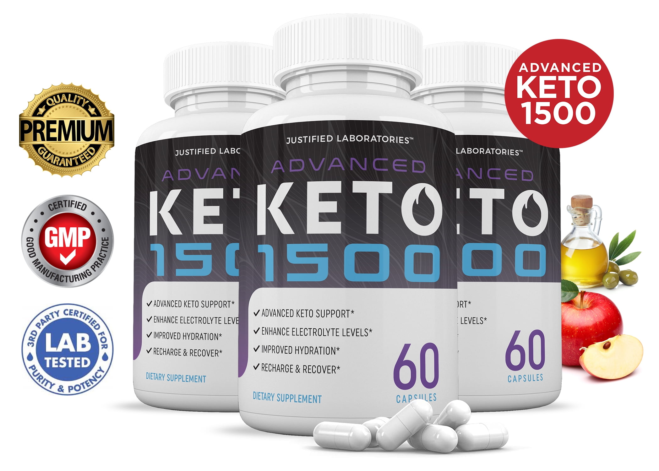 (3 Pack) Keto 1500 Keto ACV Pills 1275mg Alternative to Gummies Dietary ...