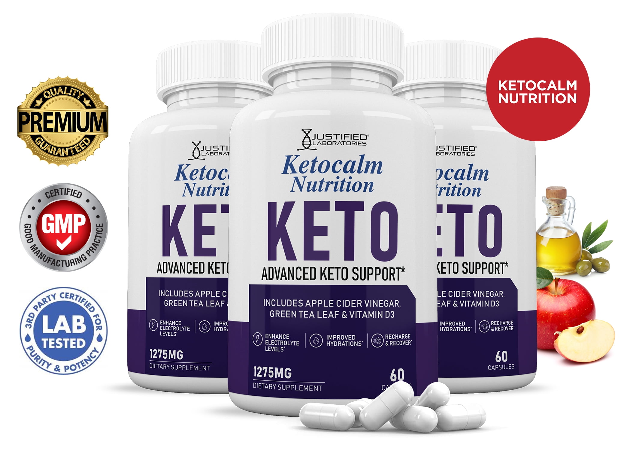 (3 Pack) Keto Calm ACV Pills 1275mg Alternative to Gummies Dietary ...