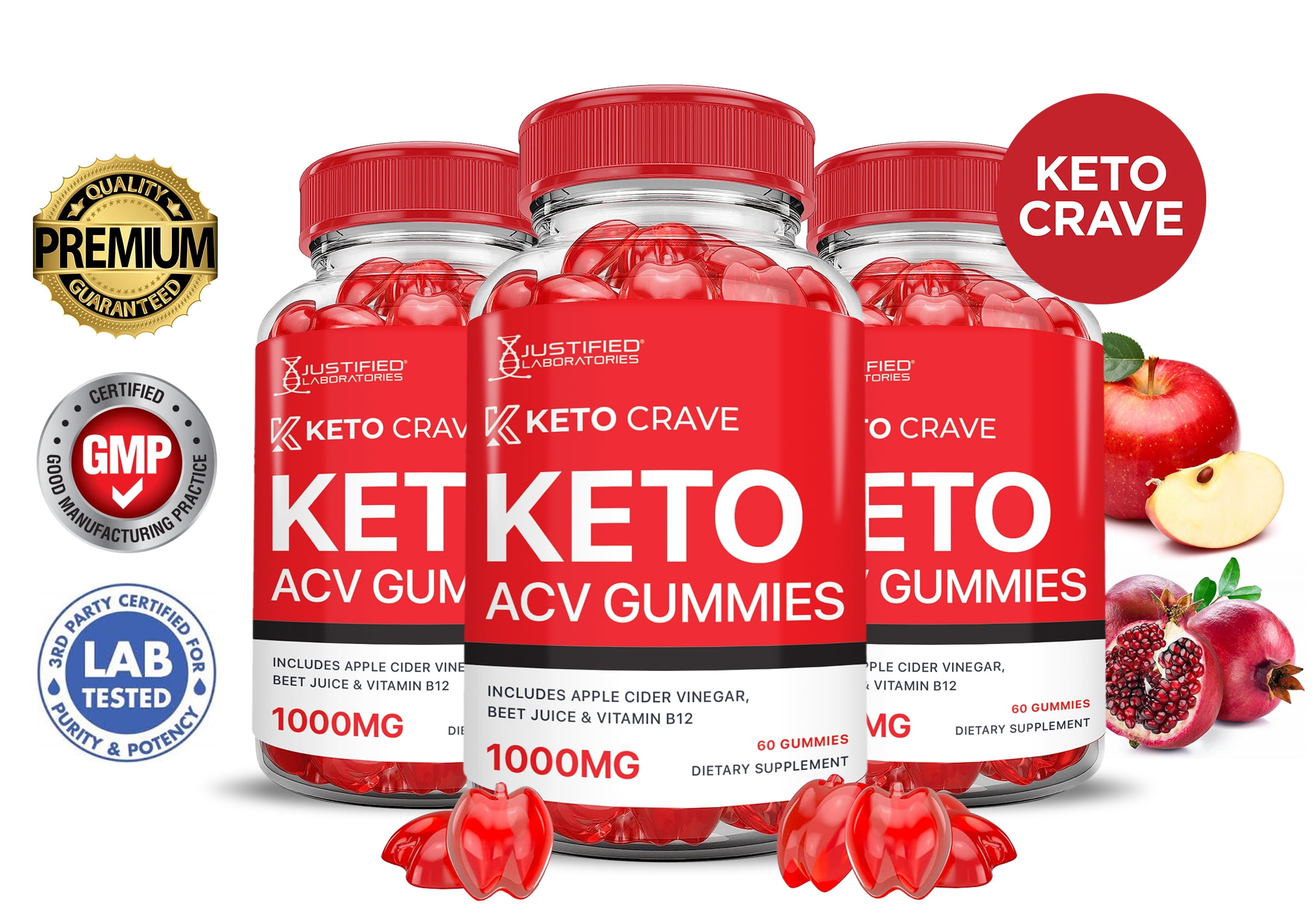 (3 Pack) Keto Crave ACV Gummies 1000MG Dietary Supplement 180 Gummys ...