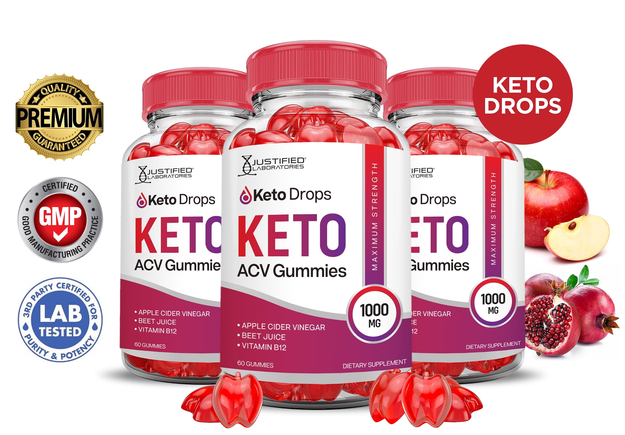 (3 Pack) Keto Drops Extra Strength ACV Gummies 1000MG Dietary ...