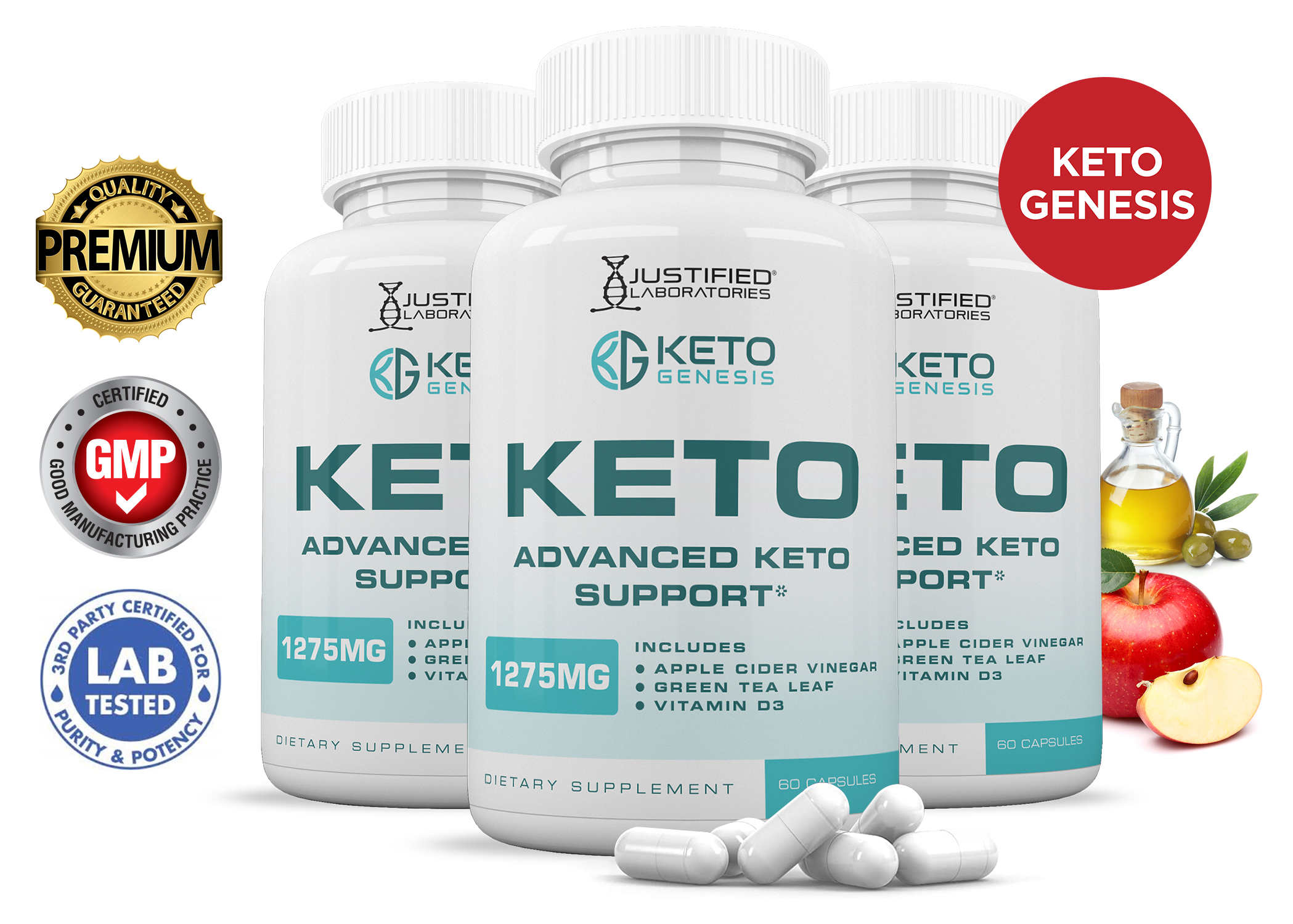 (3 Pack) Keto Genesis ACV Pills 1275mg Alternative to Gummies Dietary ...