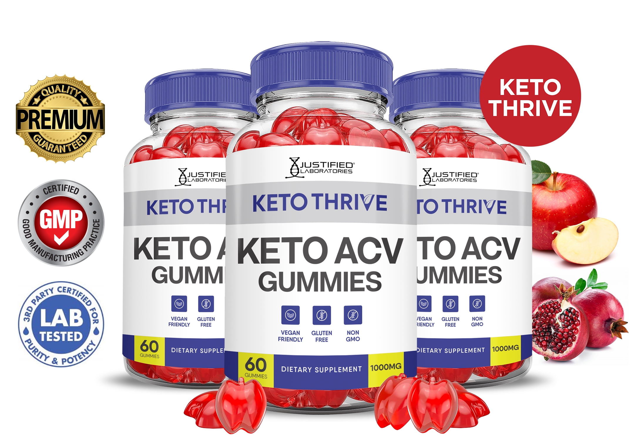 (3 Pack) Keto Thrive ACV Gummies 1000MG Dietary Supplement 180 Gummys ...
