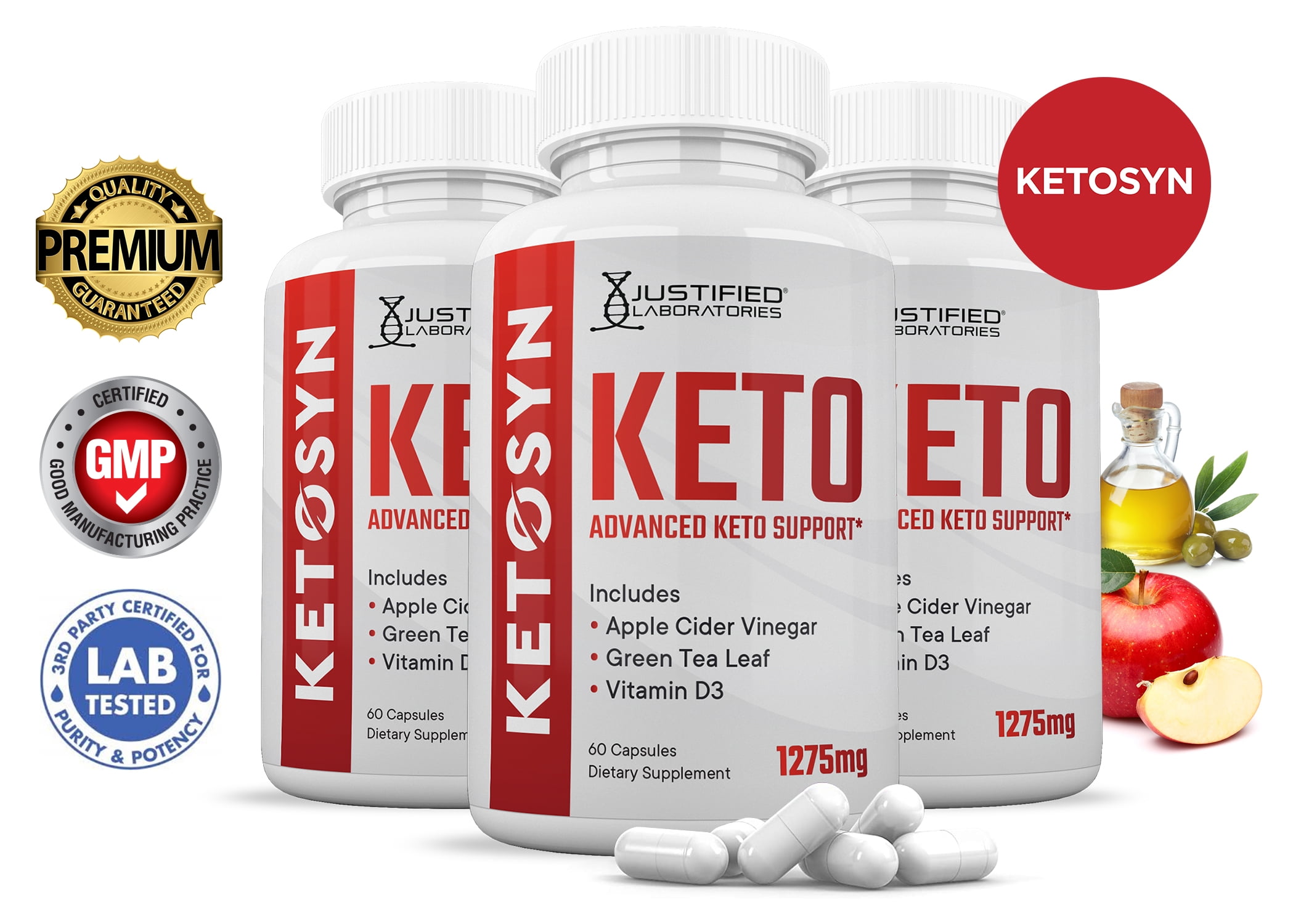 (3 Pack) Ketosyn Keto ACV Pills 1275mg Alternative to Gummies Dietary ...