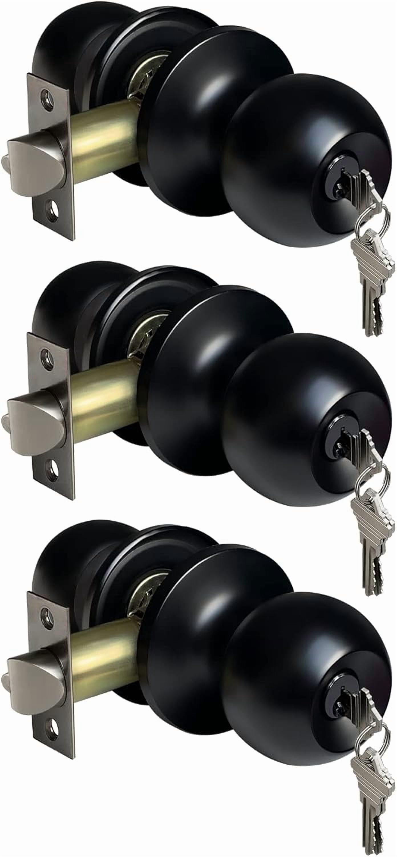 [3 Pack] Keyed Entry Door Knob, Entrance Door Lock, Keyed Different ...