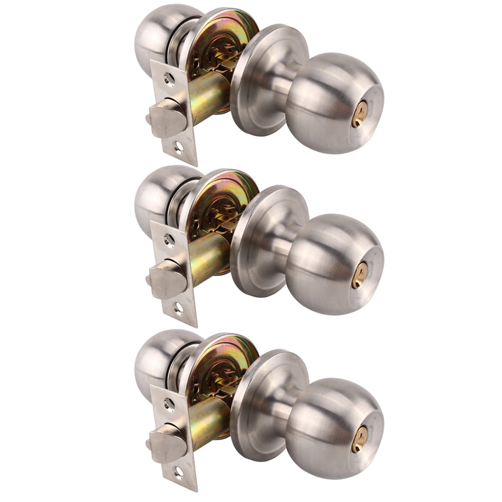 3 Pack Keyed Entry Door Knob, Lockable Inside Bedroom Door Knob, Berlin ...