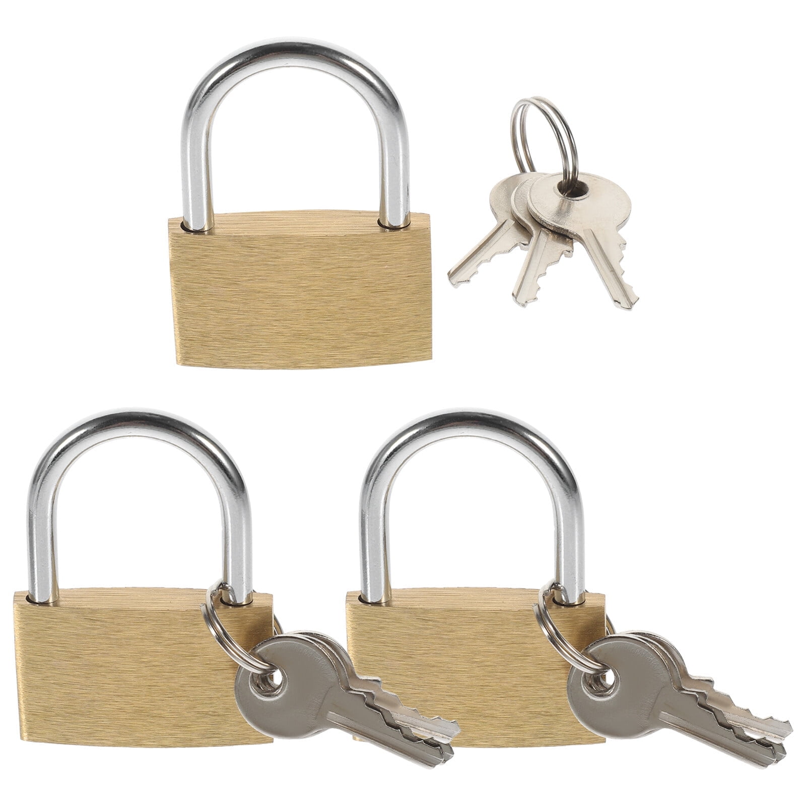 3-Pack Keyed Padlock Medium 40mm Solid Brass Lock Security Padlock with ...