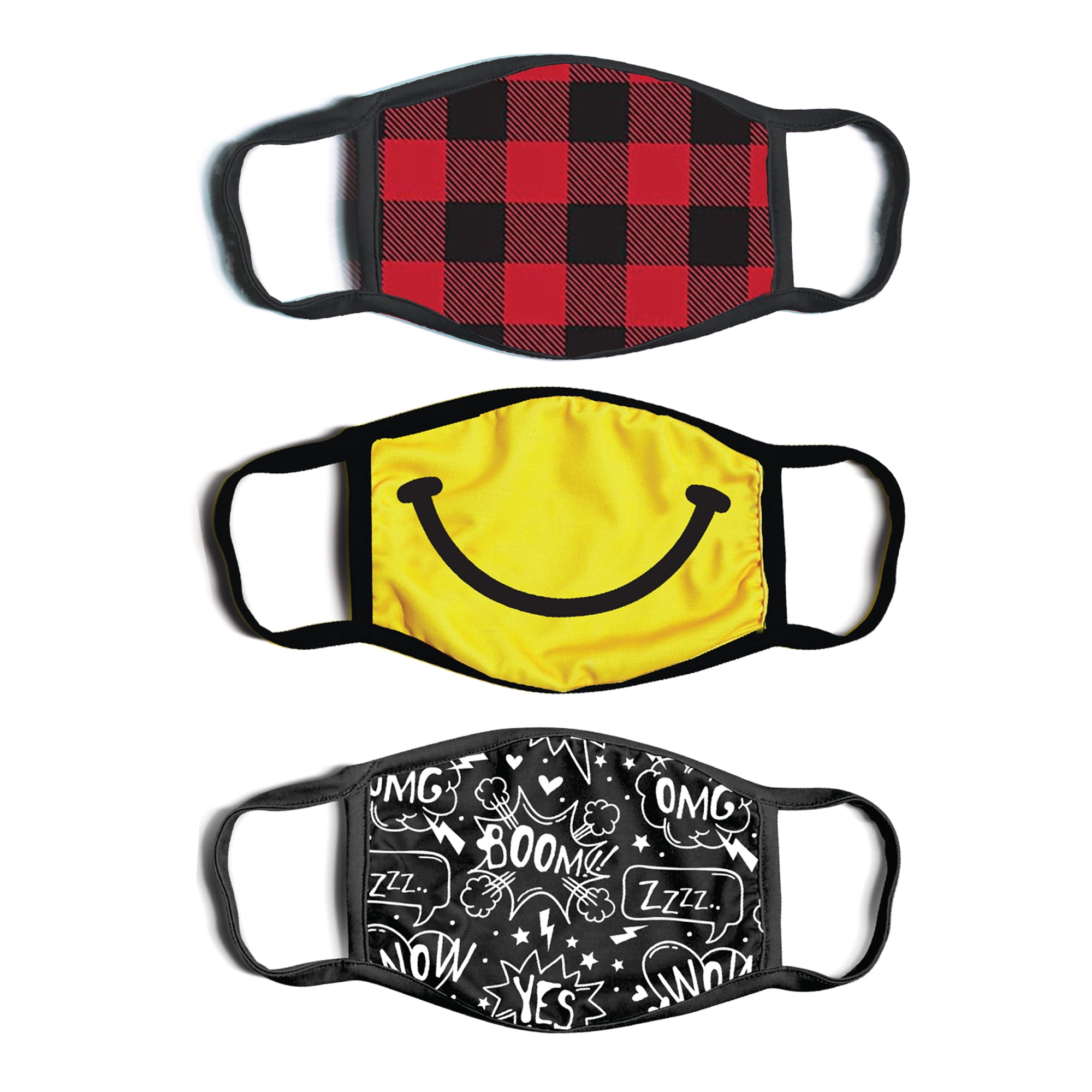 3-Pack Kids Fashionable Masks, Boy's Reusable Fabric Face Masks ...
