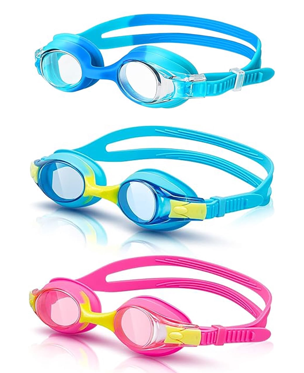 3 Pack Kids Goggles for Swimming, Anti-fog 100% UV Protection, for Kids ...