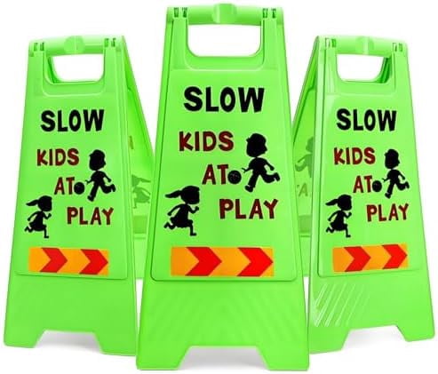 3 Pack Kids Playing Signs for Street, Reflective Slow Down Alert Sign ...