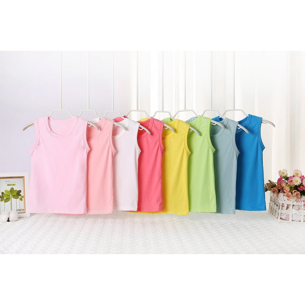 3 Pack Kids Solid Candy Colors Soft Camisole Undershirts, 2-9 Years ...