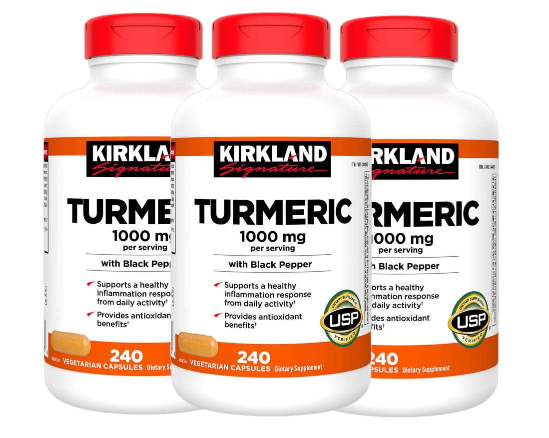 3 Pack | Kirkland Signature Turmeric 1000 mg., 240 Capsules - Walmart.com