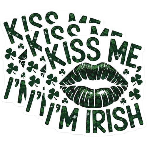 (3 Pack) Kiss Me Im Irish Decals - St Patricks Day Decals - Irish Lips ...