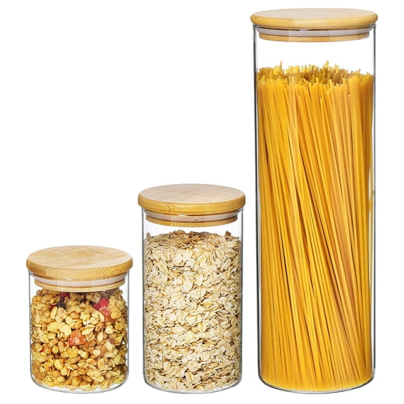 3 Pack Kitchen Containers With Airtight Bamboo Lids (74oz/27oz/20oz ...