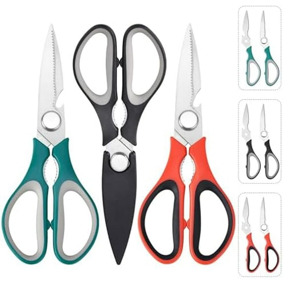 3-Pack Kitchen Scissor All Purpose, Heavy Duty Stainless Steel ...