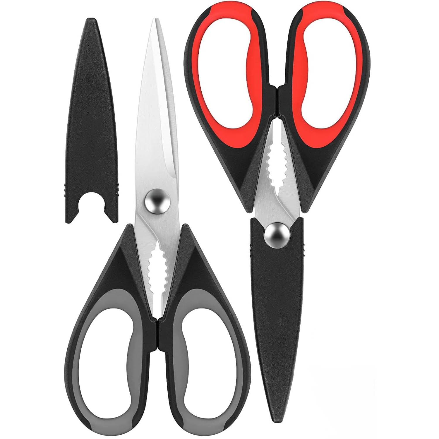 3-Pack Kitchen Scissors All Purpose Heavy Duty with Protective Sheath ...