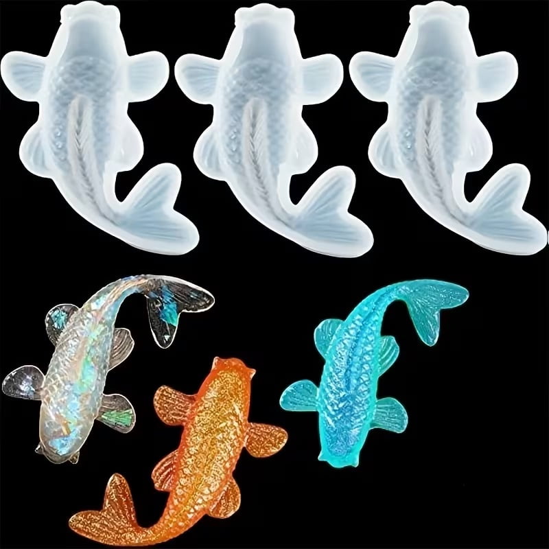 3-Pack Koi Silicone Mold DIY Pendant Resin Mold Fish Shape Fondant Mold ...