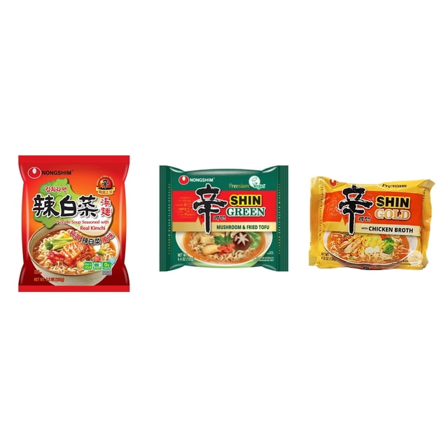 3 Pack Korean NongShim Gourmet Spicy Shin Instant Ramen Noodle, 3 ...