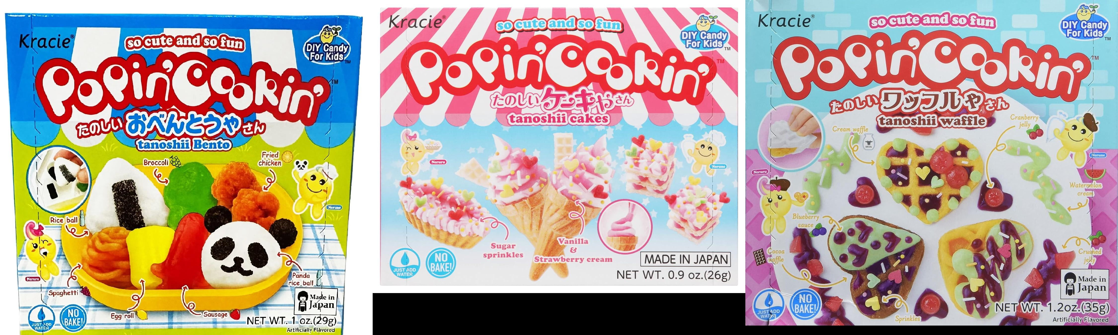 3 Pack Kracie Popin Cookin DIY Candy Kit, 3 Mixed Flavor (Bento,Cakes ...
