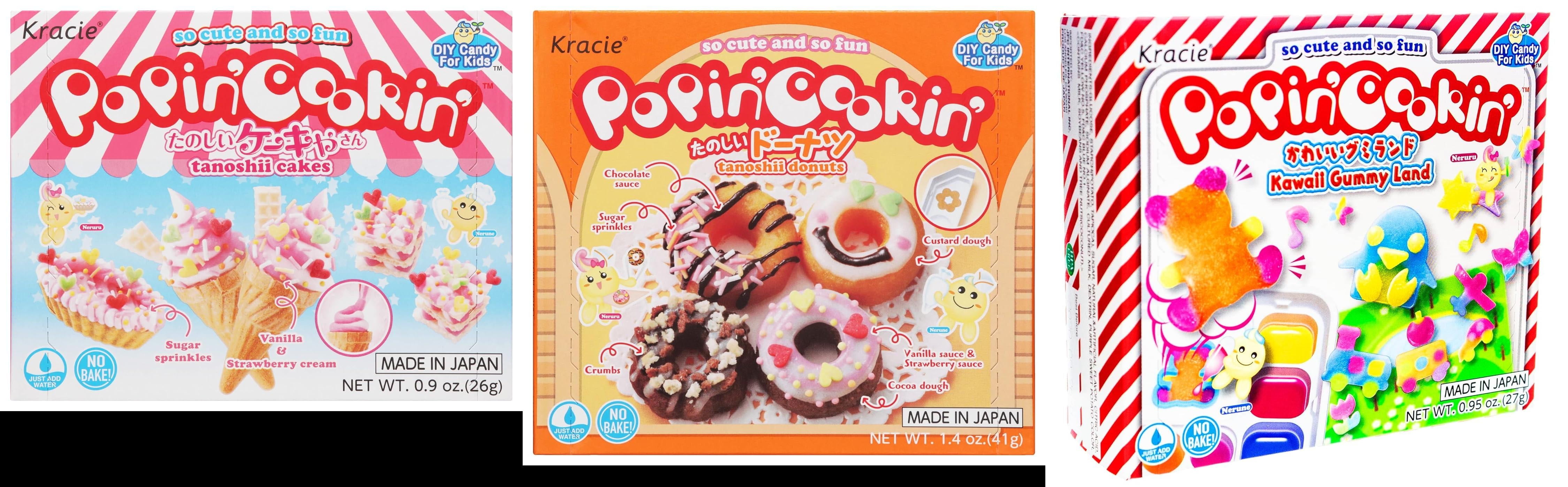 3 Pack Kracie Popin Cookin DIY Candy Kit, 3 Mixed Flavor (Cakes,Donuts,Kawaii Gummy Land) Plus ...